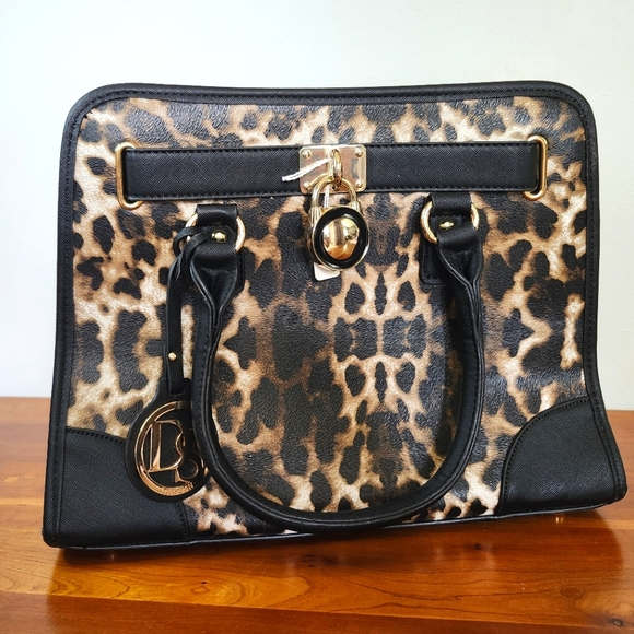 Dasein | Bags | Leopard Print And Black Leather Handbag | Poshmark